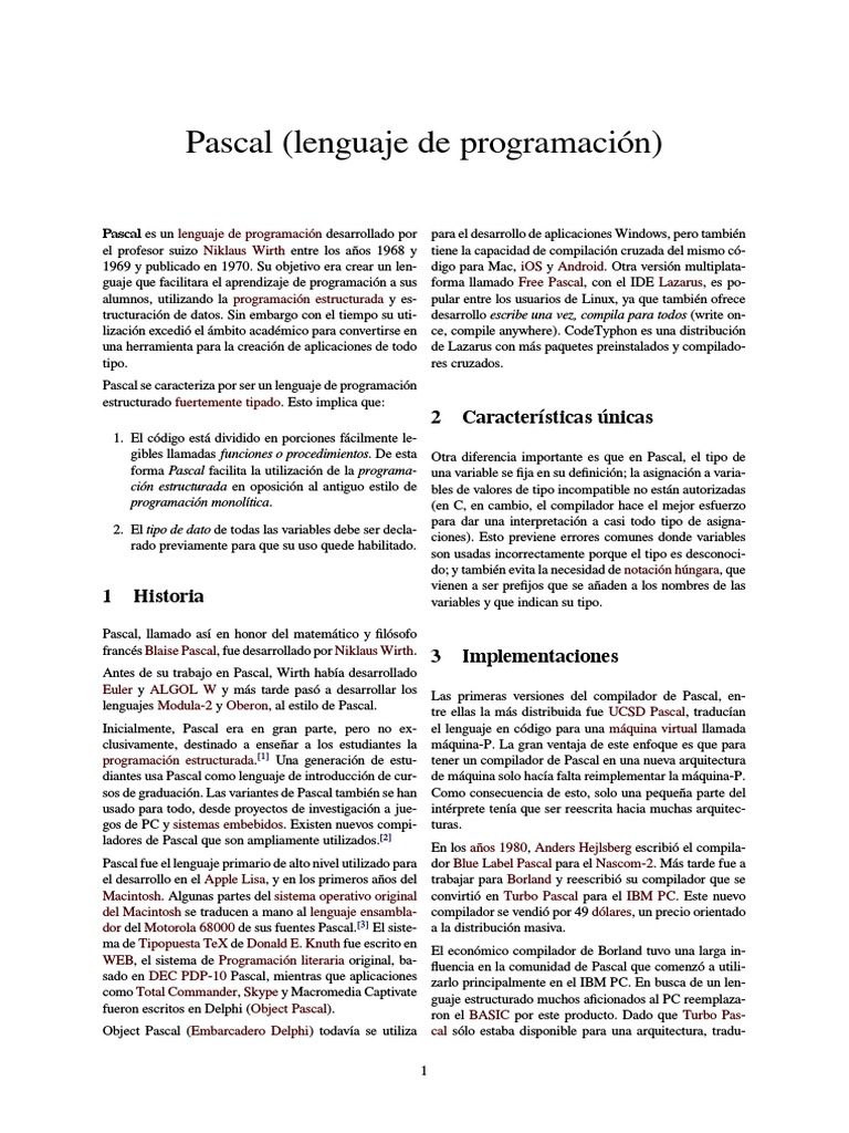 Pascal (Lenguaje de Programación) | PDF | Programación de computadoras ...