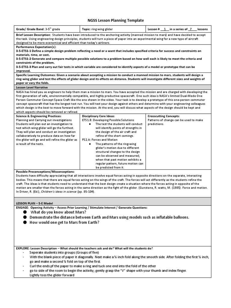 NGSS Lesson Planning Template | PDF | Engineering Design Process ...