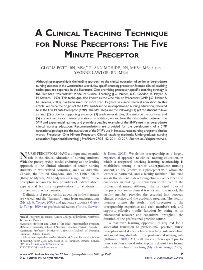 5 Minute Preceptor | PDF | Nursing | Learning