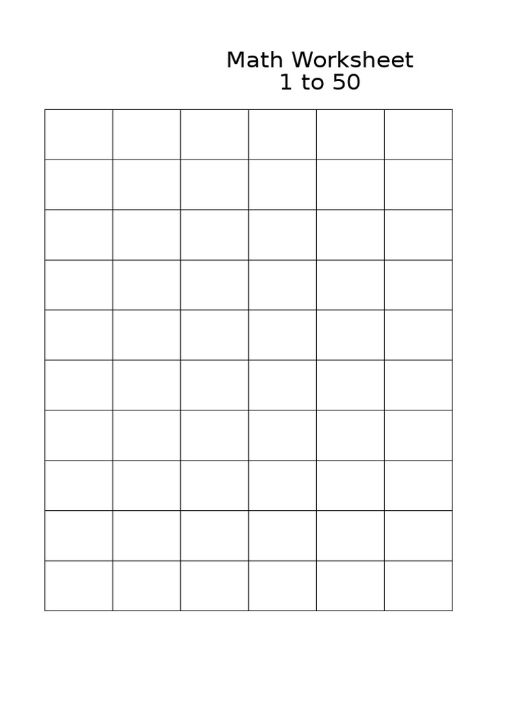 Math Worksheet 1 To 50 | PDF