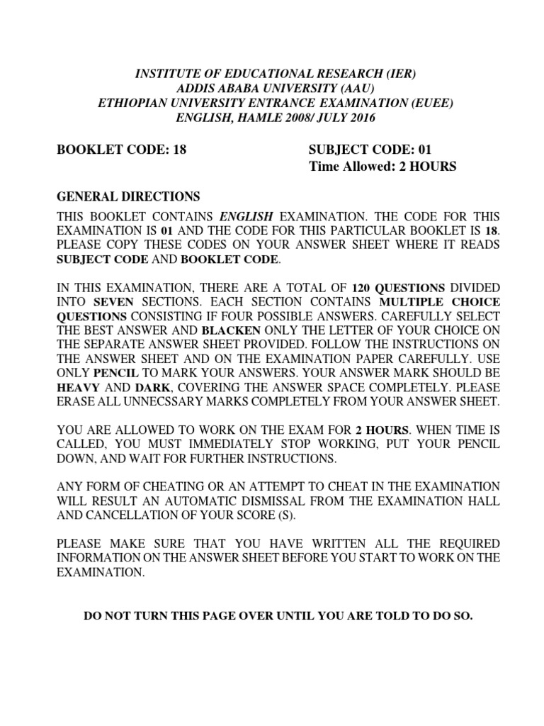 EUEE English 18 | PDF | Test (Assessment) | English Language