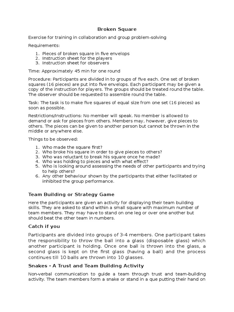 Broken Square | Team Building | Behavioural Sciences