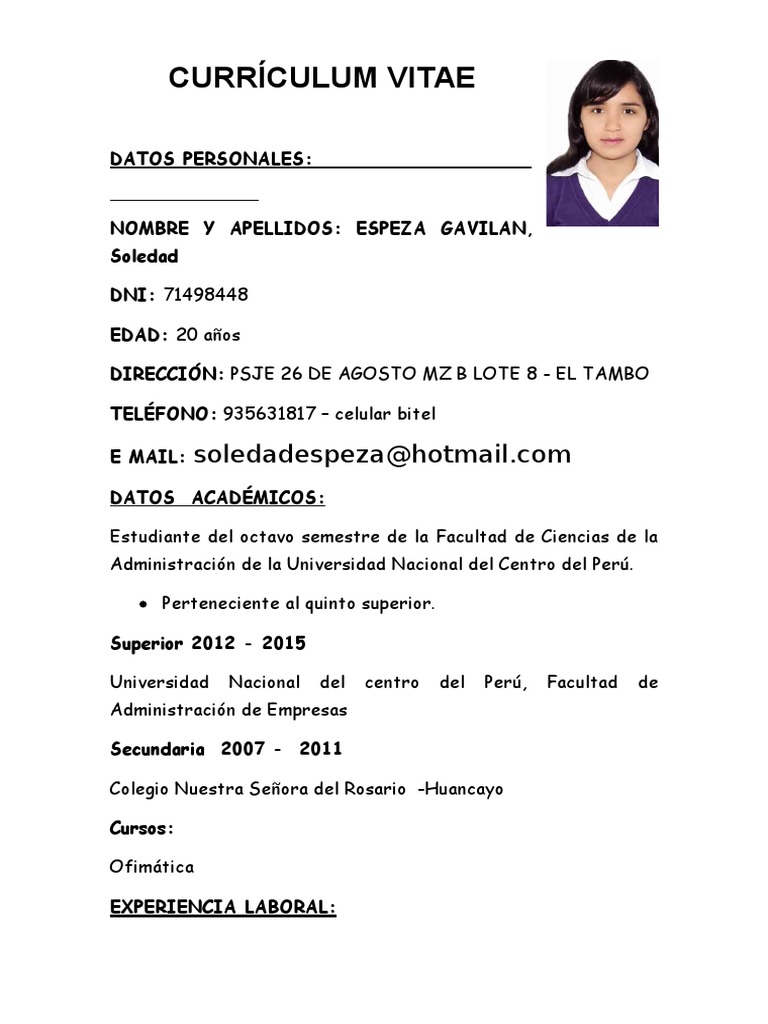 Currículum Vitae Soledad | PDF