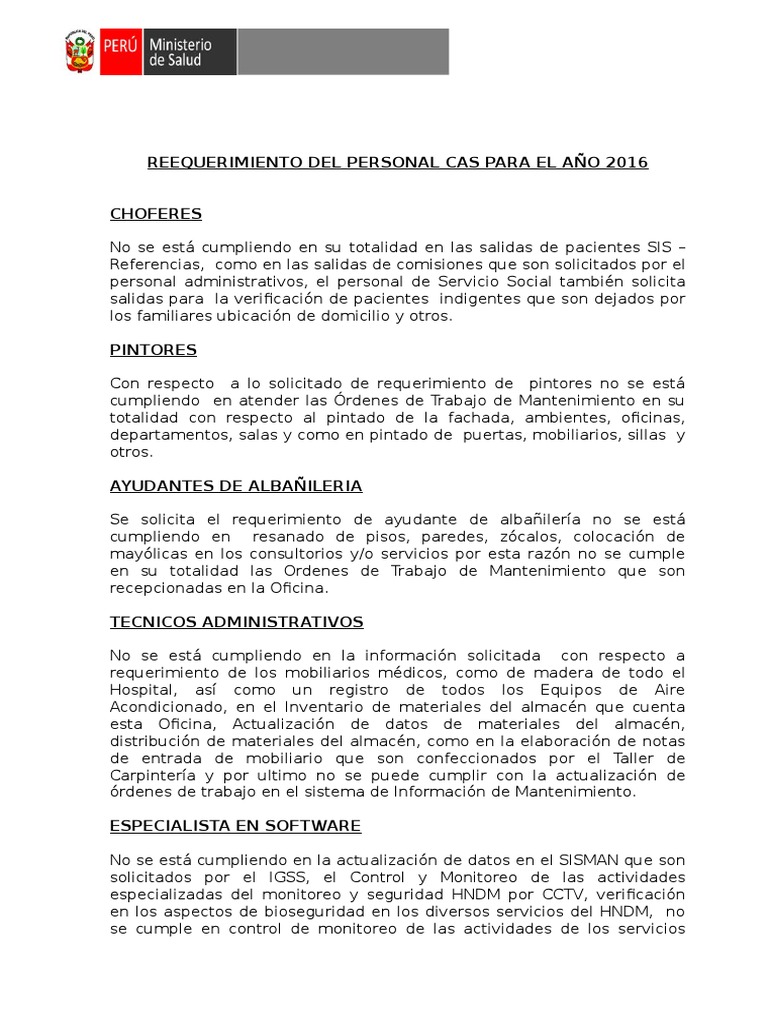Requerimiento Personal Cas | PDF