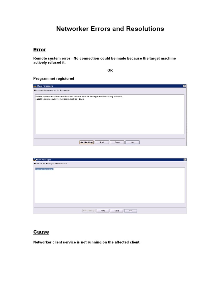 Networker Errors and Resolutions | PDF | Virtual Machine | Server ...