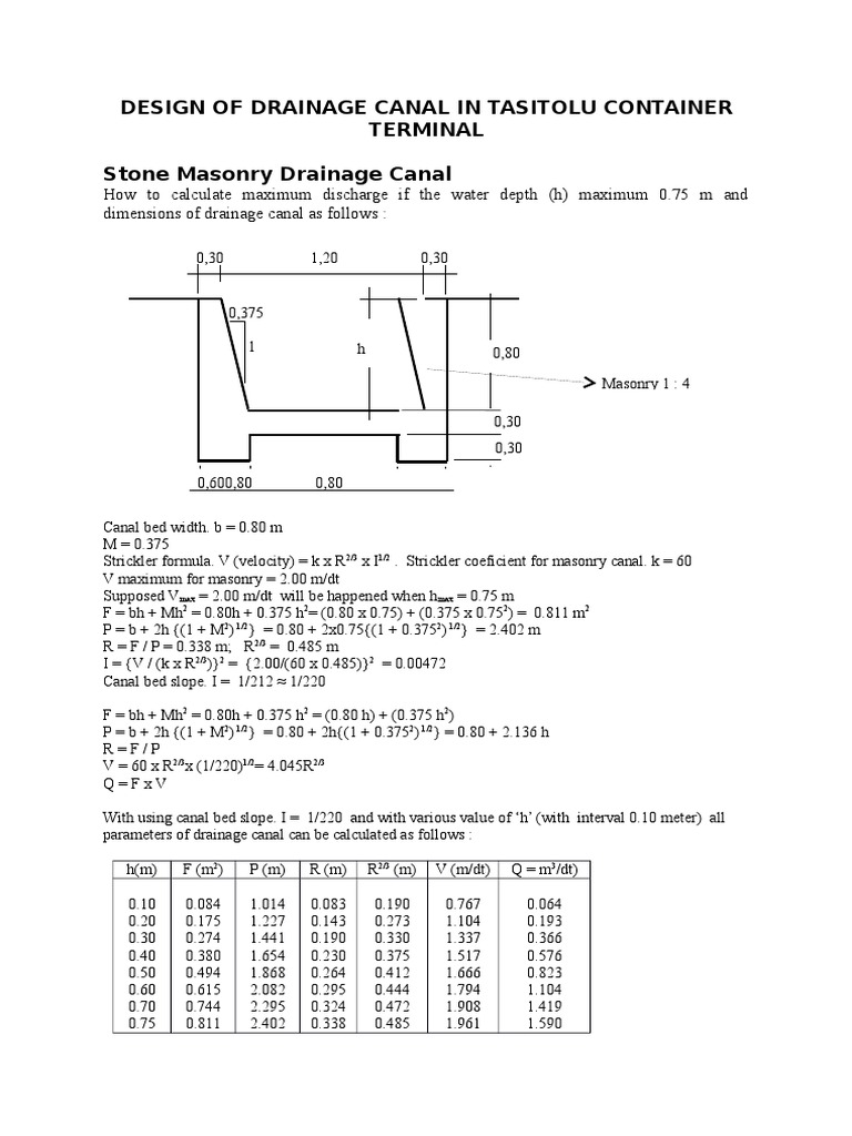 Drainage Canal Design Calculation | PDF | Teaching Mathematics | Nature