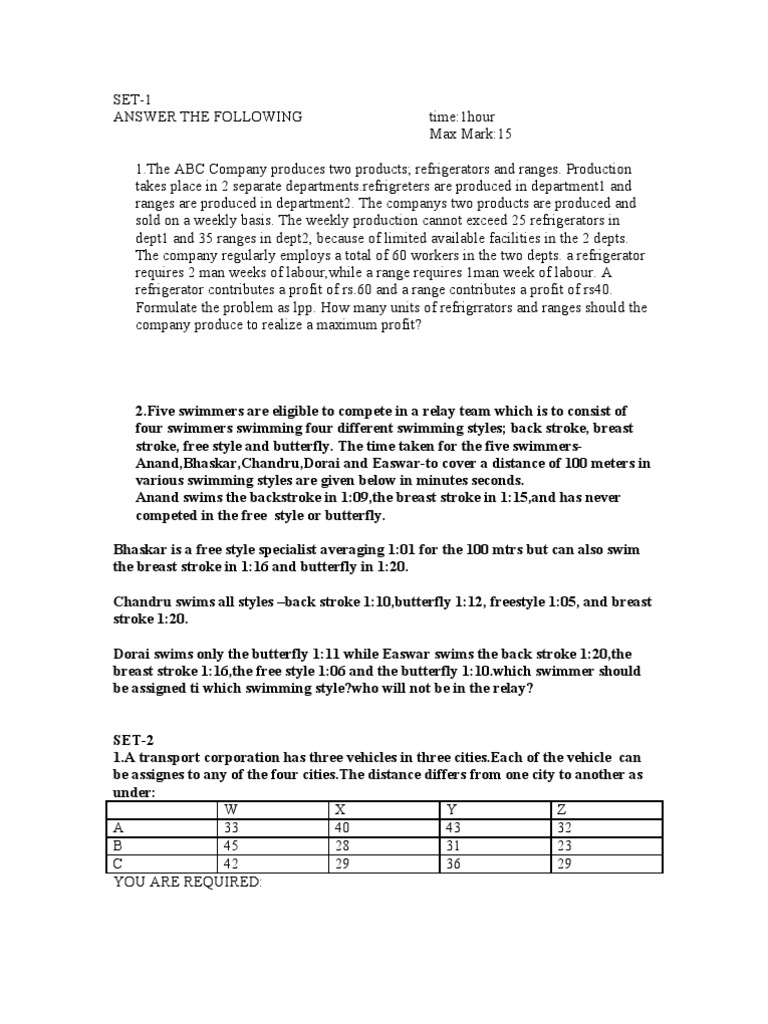 Test-1usimplex and Assignment | PDF | Swimming (Sport) | Swimming