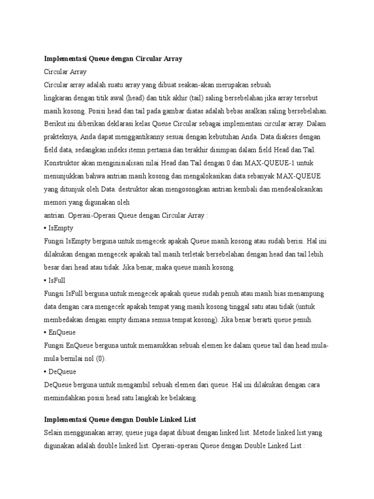 Implementasi Queue Dengan Circular Array | PDF