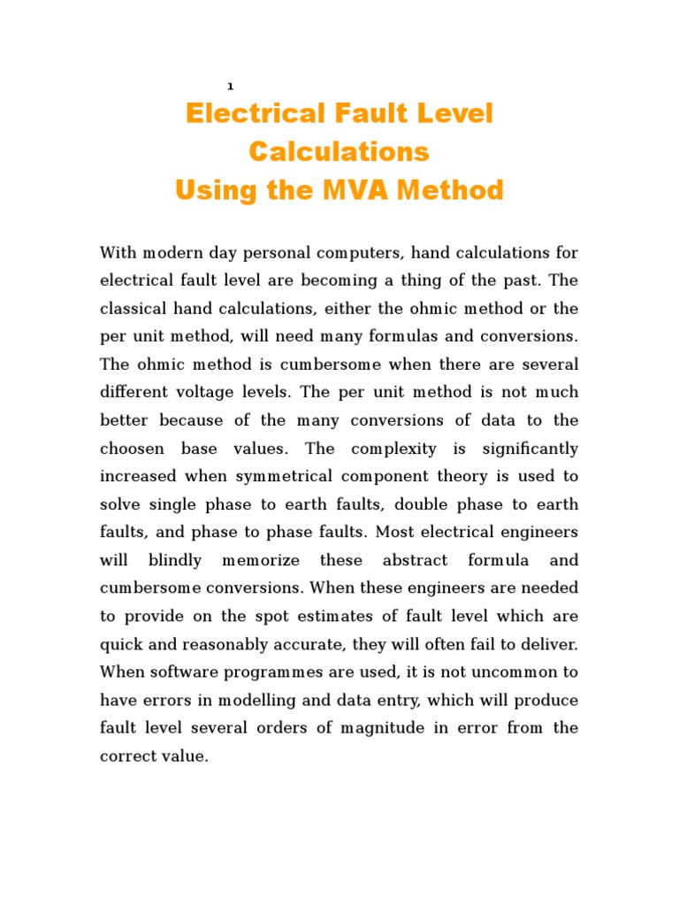 Fault Level Calculation Using MVA Method | PDF | Electronics | Computer ...