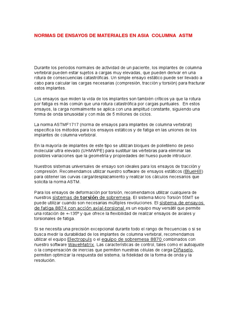 Normas de Ensayos de Materiales en Asia Columna Astm | PDF | Fatiga (material) | Física Aplicada ...