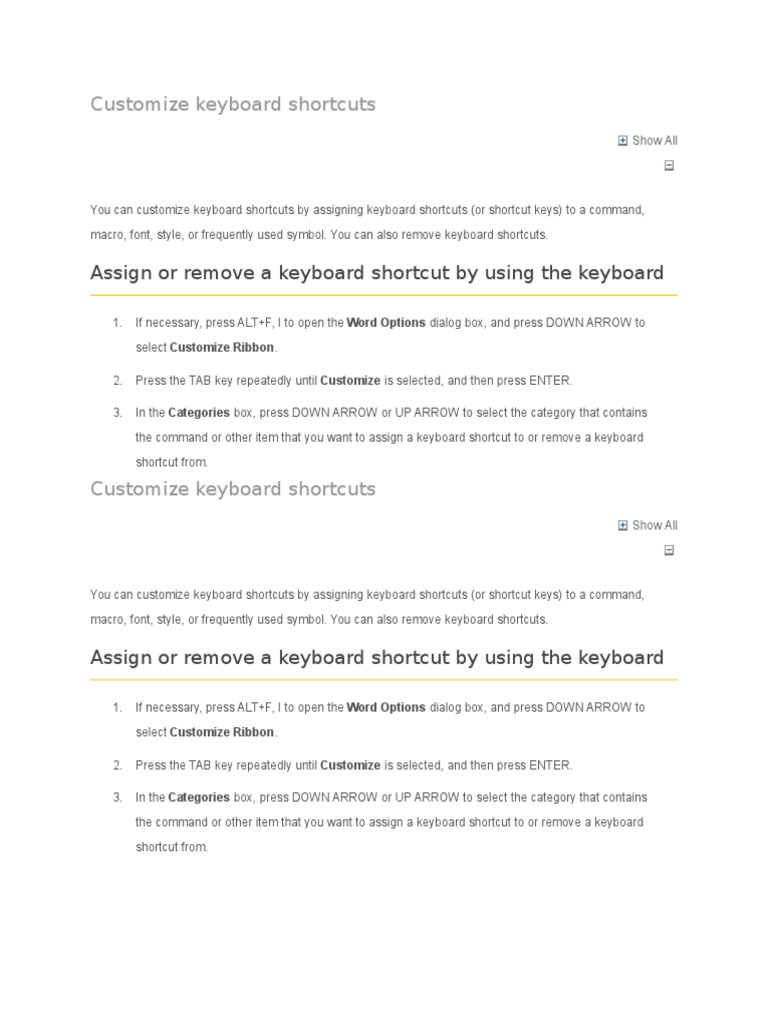 Customize Keyboard Shortcuts | PDF | Computer Keyboard | Keyboard Shortcut