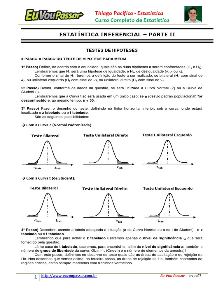 Aula 155 PDF | PDF | Teste de hipótese estatística | Teste T de Student
