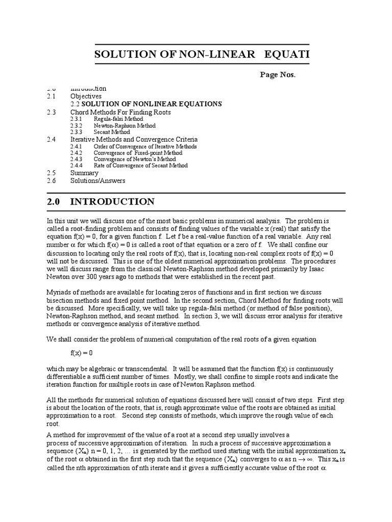 Solving Nonlinear Equations: A Guide to Numerical Methods for Finding Real Roots | PDF ...