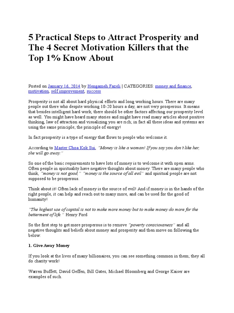 5 Practical Steps To Attract Prosperity | PDF | Motivation | Motivational