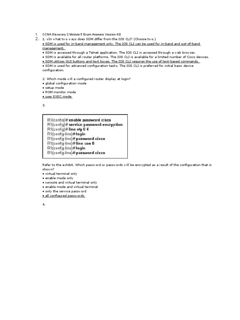 CCNA Discovery 2 Module 5 Exam Answers Version 4 | PDF | Ip Address | Command Line Interface
