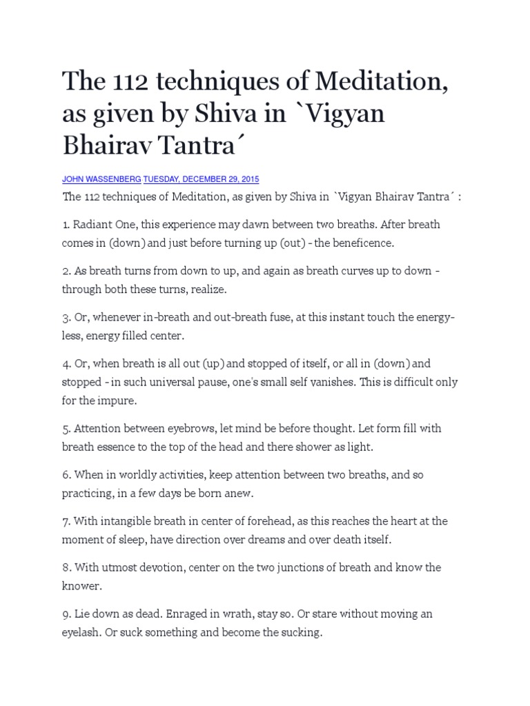 Lord Shiva Meditation Techniques Lord Shiva 112 Meditation Print | PDF