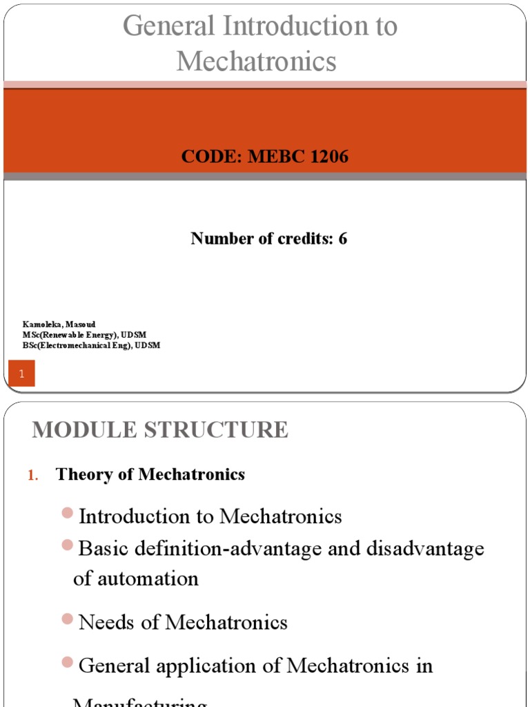 Lecture 1-General Introduction To Mechatronics | PDF | Thermocouple ...