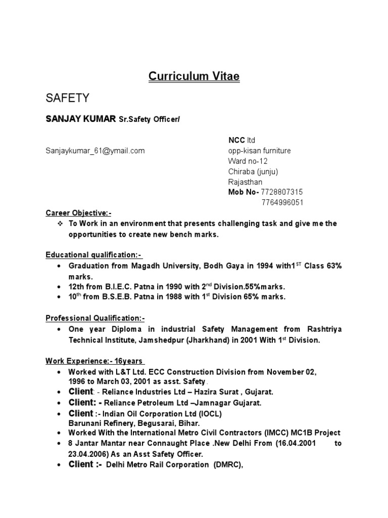 Sanjay Kumar CV | PDF