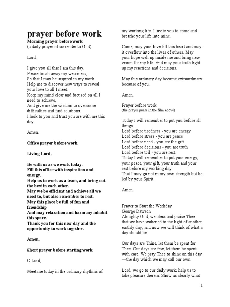 Prayer Before Work | PDF | Last Judgment | Prayer