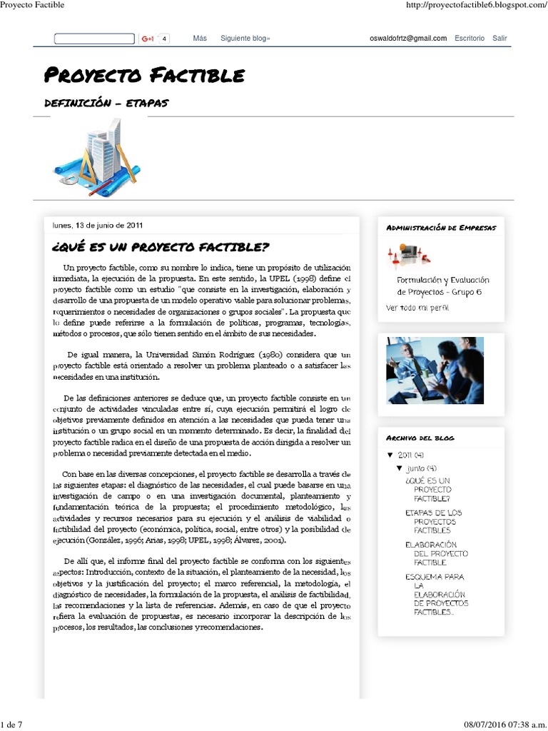 Que Es Un Proyecto Factible y Etapas | PDF | Diseño | Science