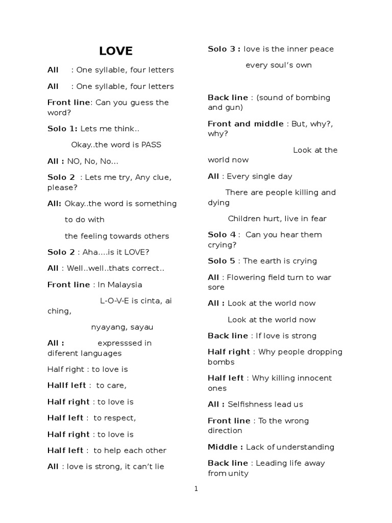 LOVE Choral Speaking | PDF