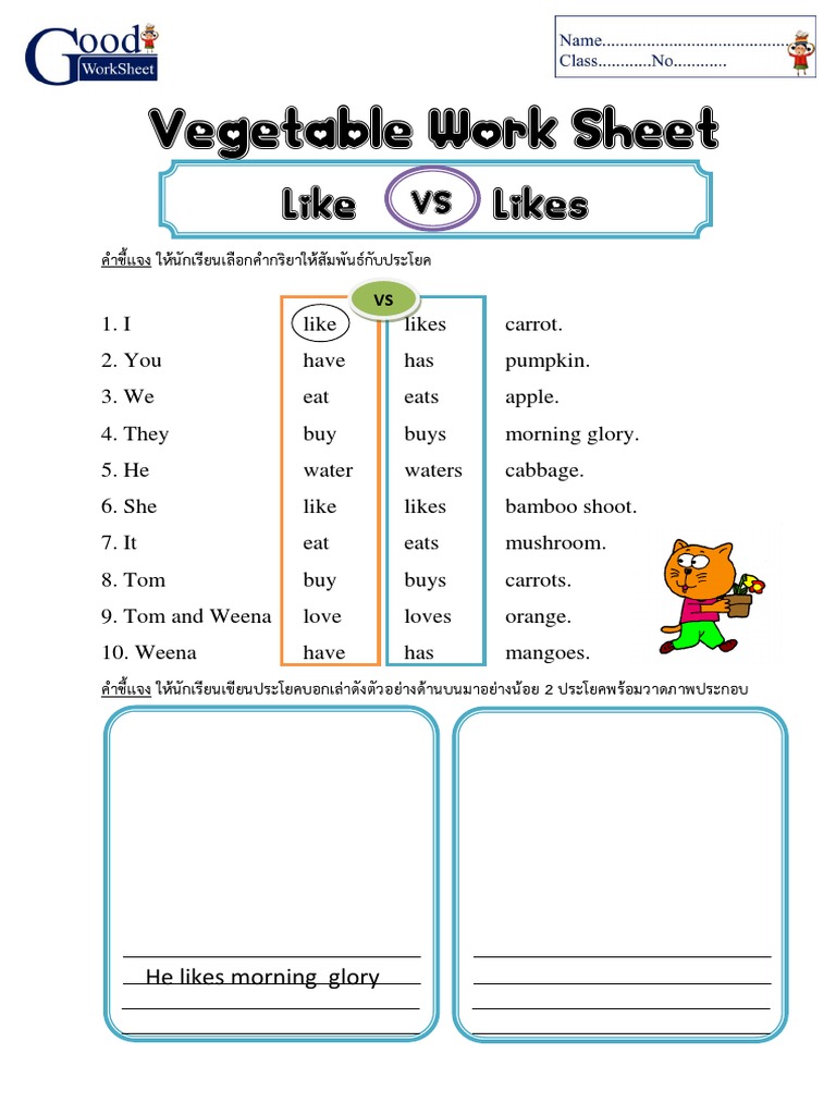 GoodWorkSheet Like Vs Likes | PDF