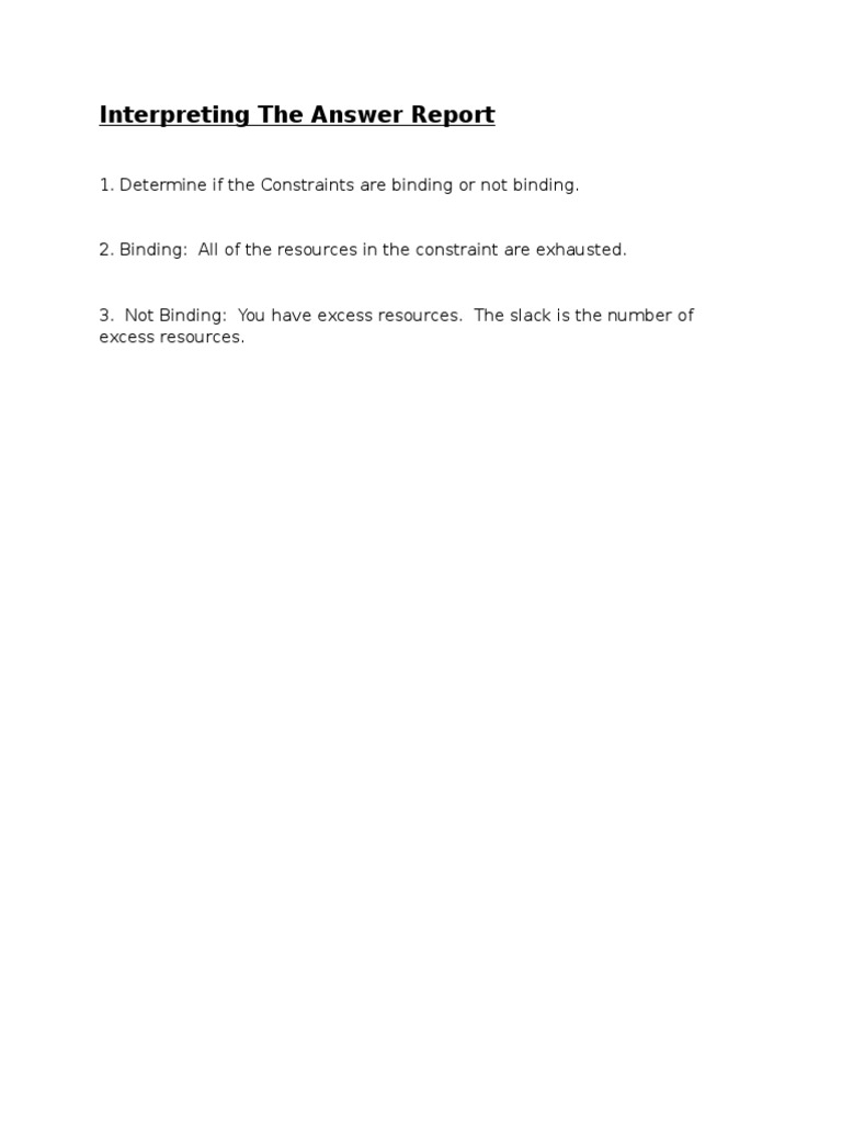 Interpreting The Answer Report | PDF | Teaching Mathematics