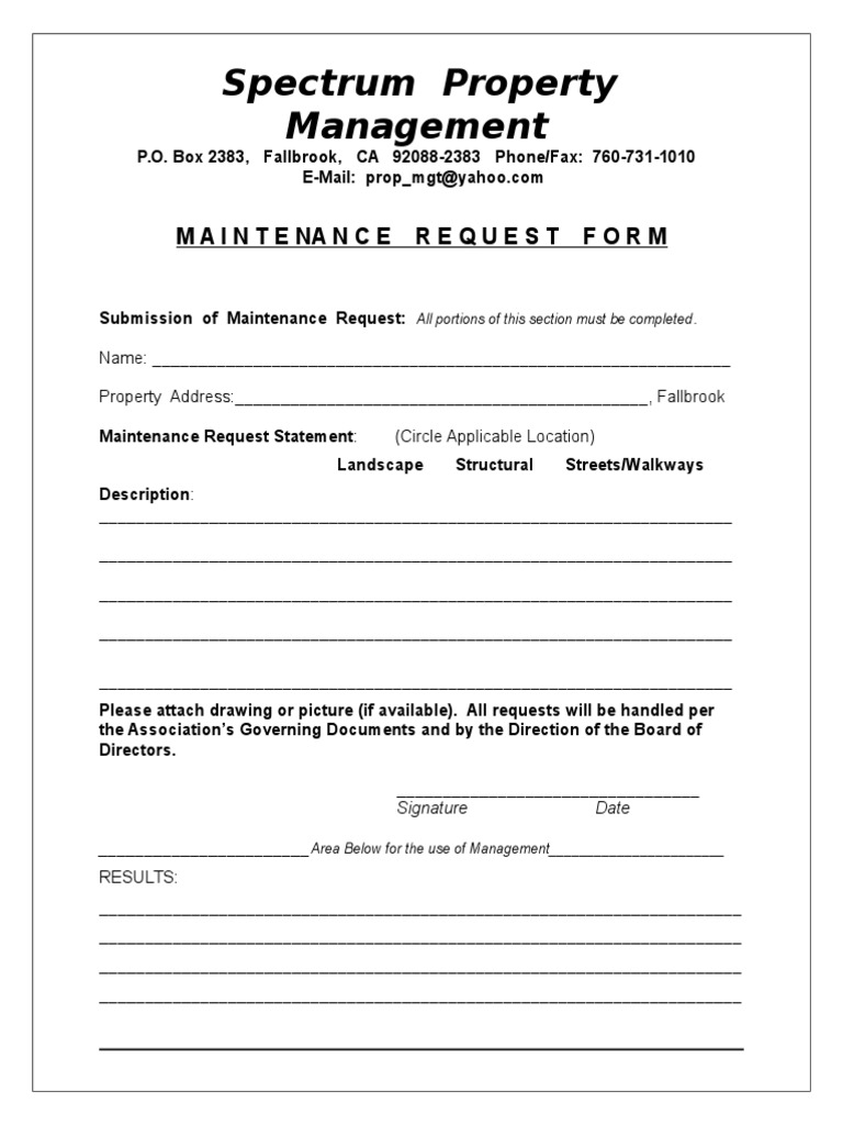 Maint Request Form 1 | PDF