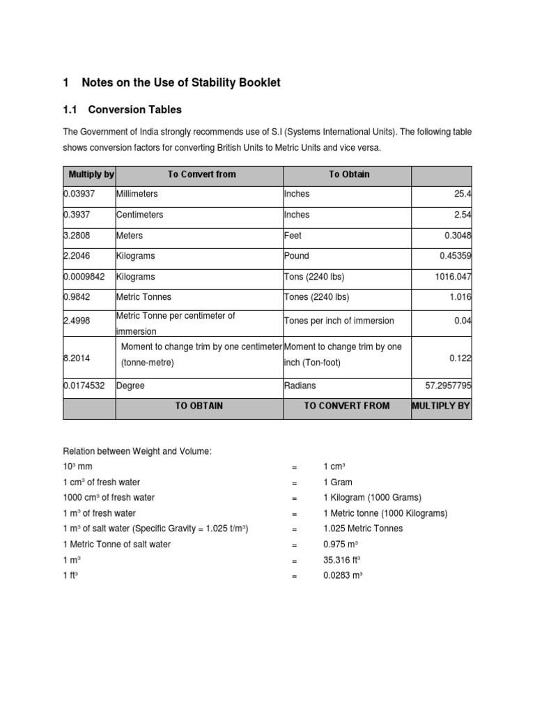 British Units for Ship Stability | PDF