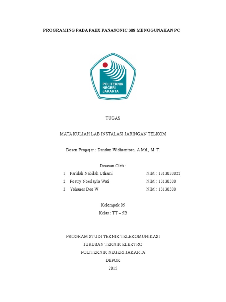 Programing Pada Pabx Panasonic 308 Menggunakan PC | PDF