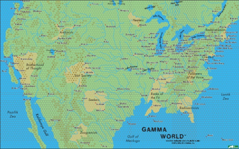 Gamma World - Map of Meriga 2471AD | Tsr, Inc. | Tsr (Company) Games