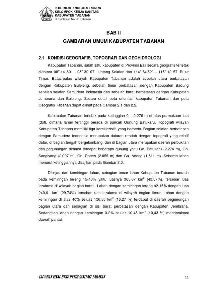 Kegiatan Ekonomi dan Geografi Tabanan | PDF