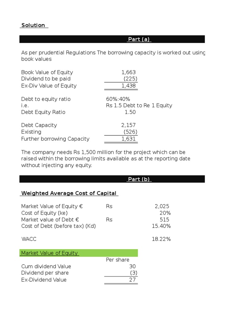 Solution: Part (A) | PDF | Cost Of Capital | Beta (Finance)