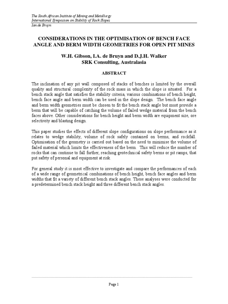 Optimisation of Bench-Berm | PDF | Geotechnical Engineering | Geometry