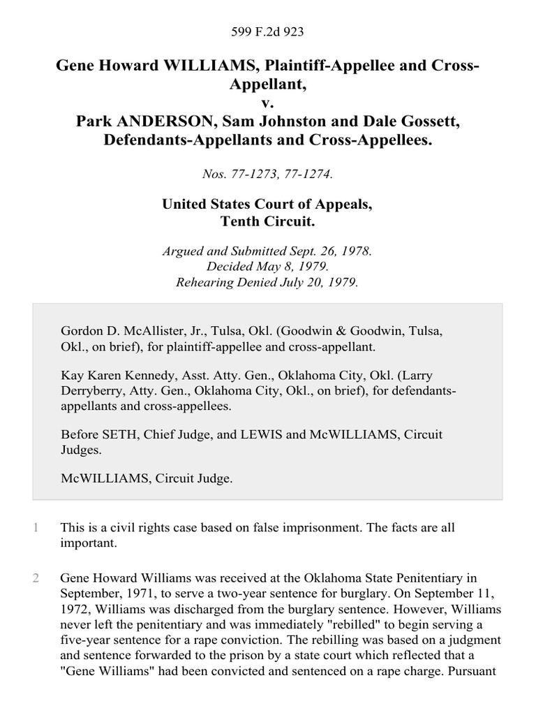 Gene Howard Williams, and Cross-Appellant v. Park Anderson, Sam ...