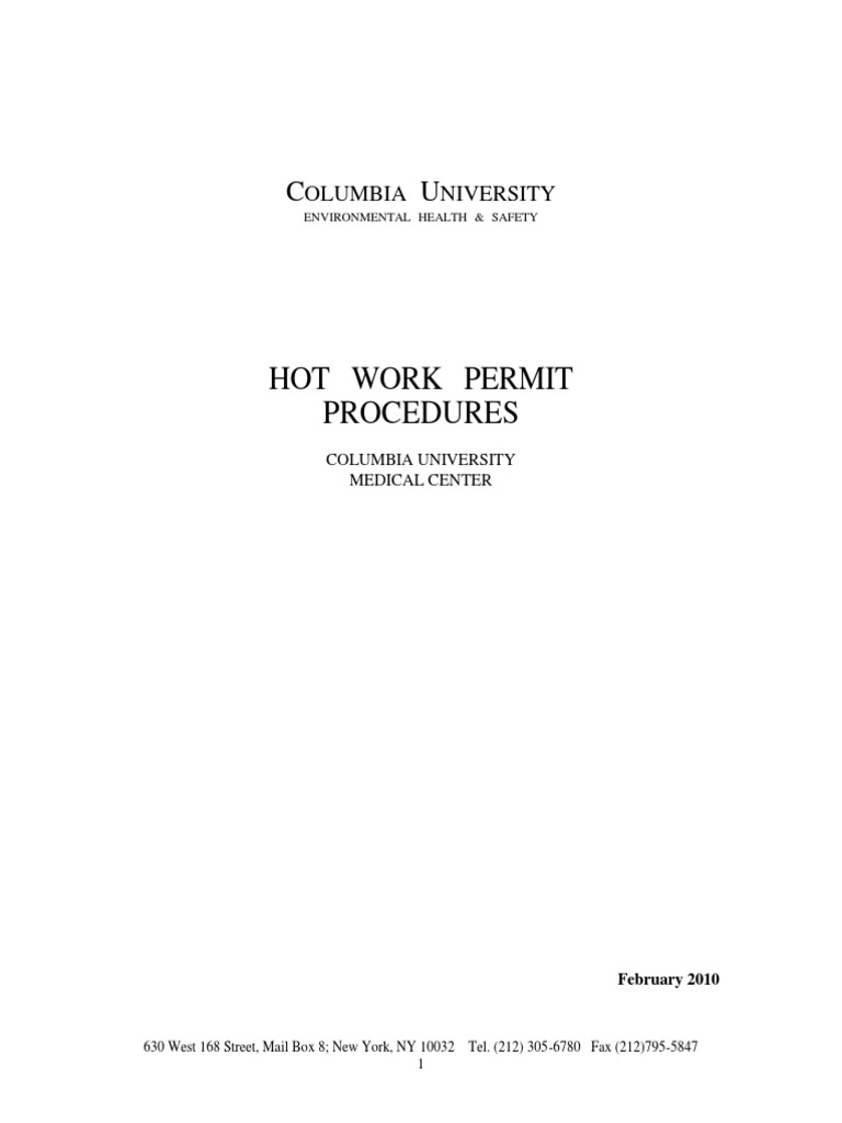 Hot Work Permit Procedures: A Guide to Safety Requirements for Welding ...