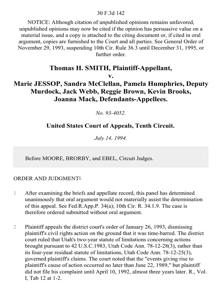 Thomas H. Smith v. Marie Jessop, Sandra McClellan Pamela Humphries ...