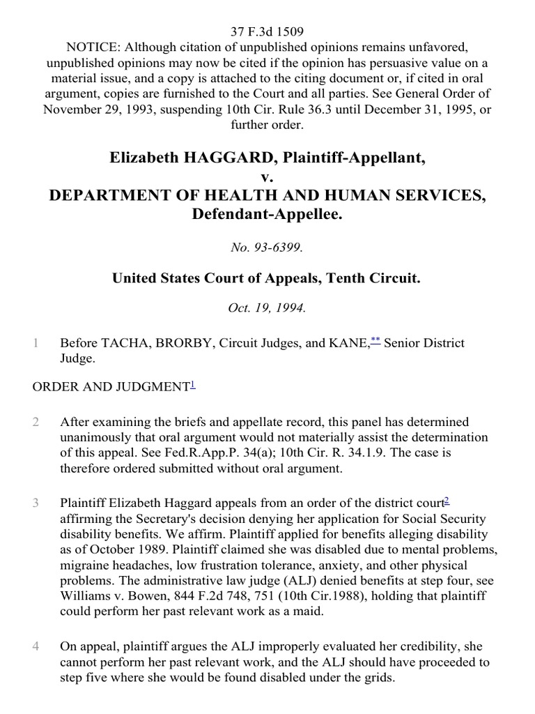 Elizabeth Haggard v. Department of Health and Human Services, 37 F.3d ...