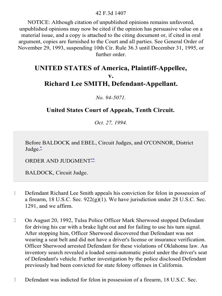 Smith v. USA: Firearm Conviction Appeal | PDF | Reasonable Suspicion ...