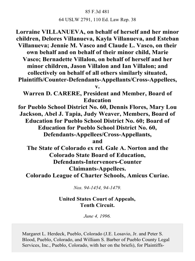 Lorraine Villanueva, on Behalf of Herself and Her Minor Children ...