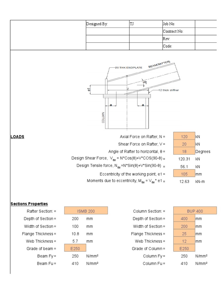 Cap Plate Trial Calculation | PDF | Stress (Mechanics) | Beam (Structure)