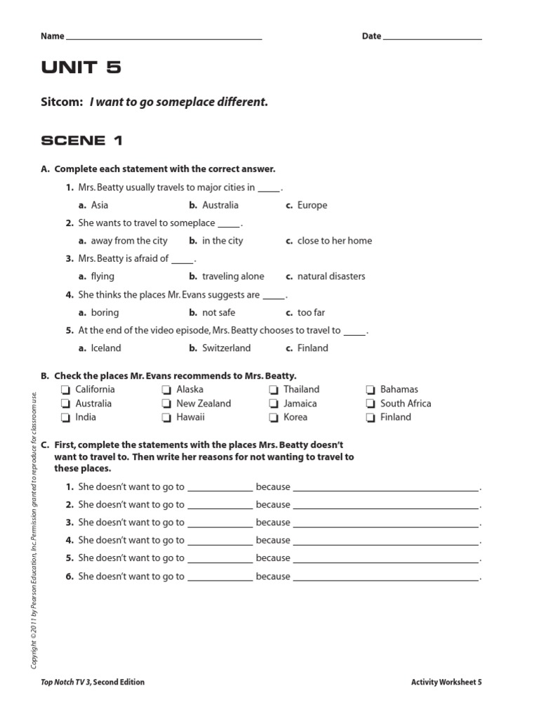UNIT 05 TV Activity Worksheets | PDF | Language Arts & Discipline