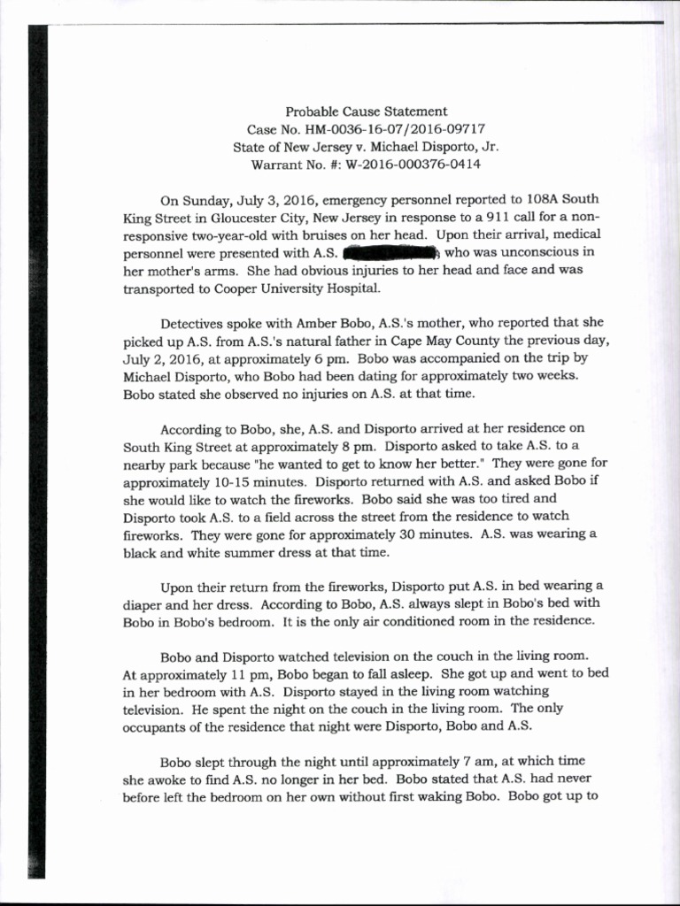 Disporto ProbProbable Cause Statement From Camden County Prosecutor's ...