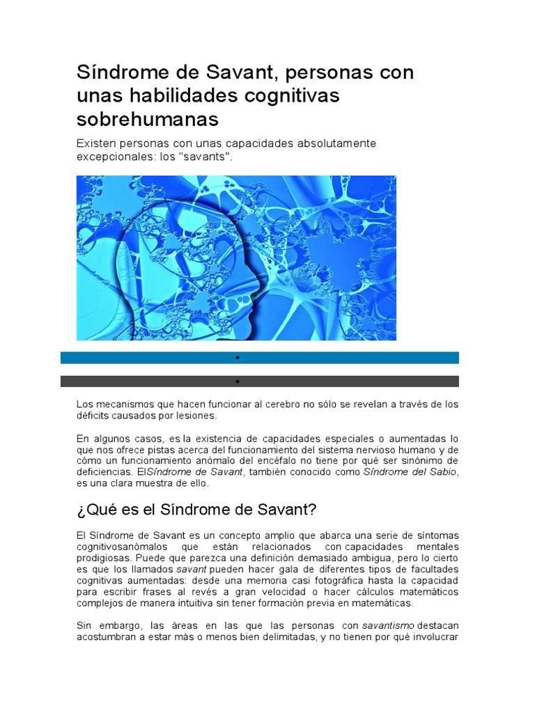 Síndrome de Savant | PDF | Neurociencia | Cognición