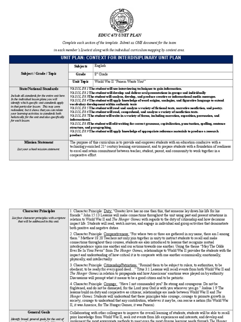 Educ 673 Interdisciplinaryunitplan Strout 2c Jennifer Leigh 1 | PDF ...