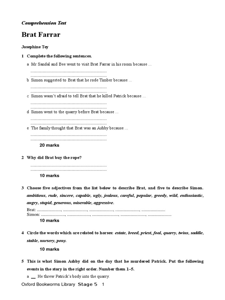 Brat Farrar Test | PDF