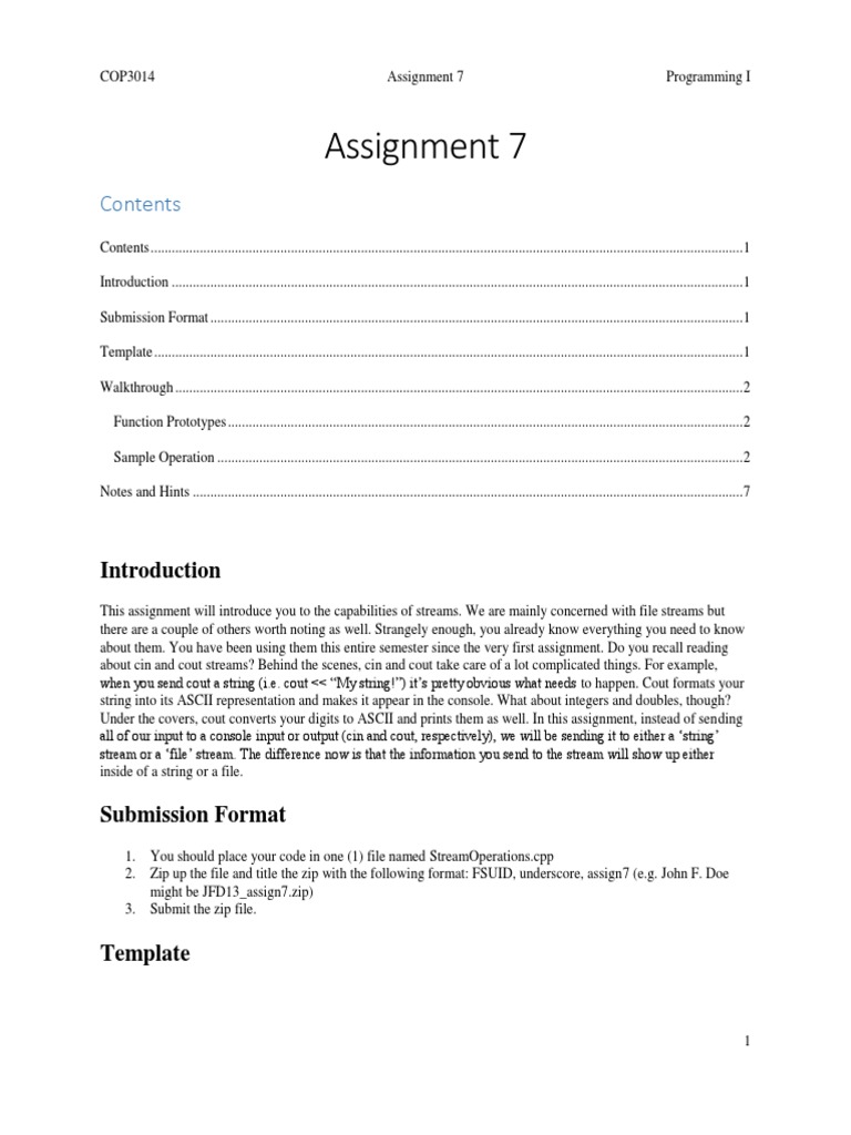 Assignment 7 Cop 3014 Pdf Filename String Computer Science