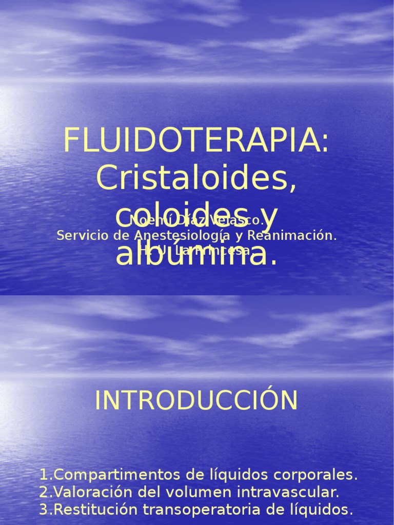 fluidoterapia 2.ppt | Especialidades Medicas | Fisiología