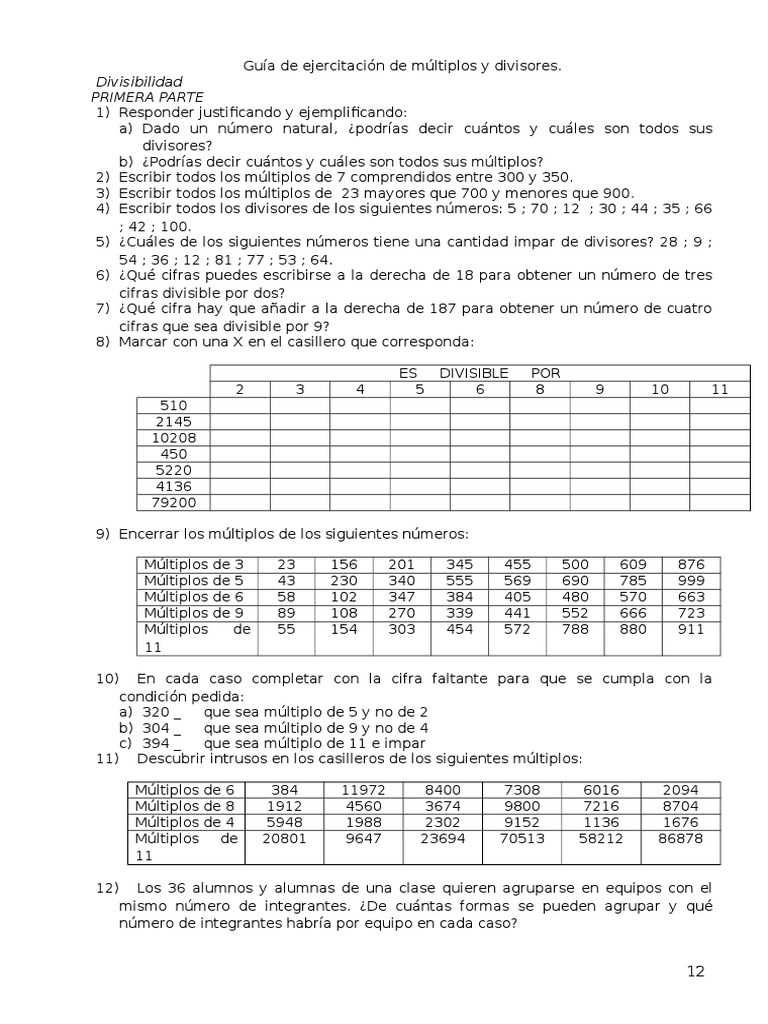 Multiplos y Divisores + MCM y MCD | PDF | Número primo | Números