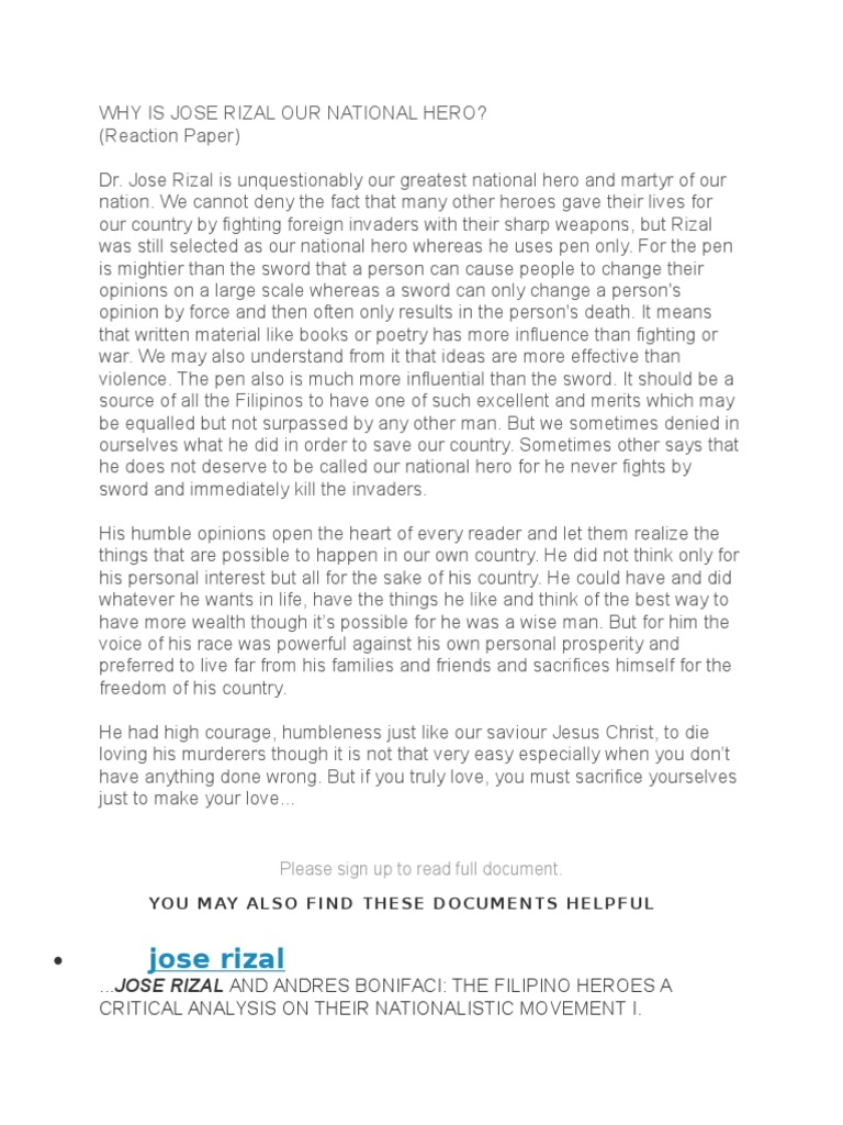 Why Is Jose Rizal Our National Hero | PDF | The Star Spangled Banner ...